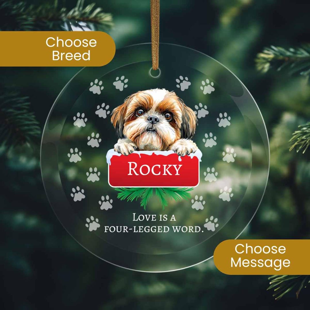 Shih Tzu Ornament, Custom Family Dog Name Ornament Personalized New Dog ...
