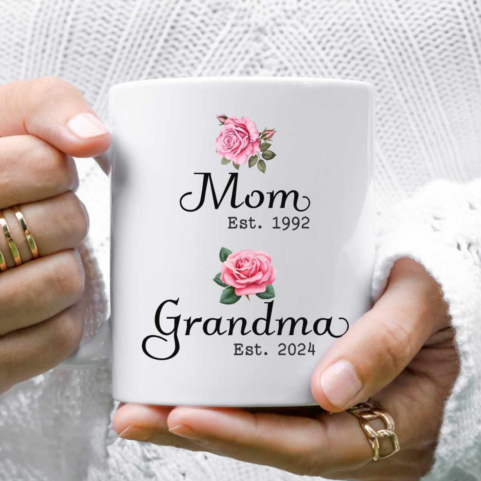 Custom Grandma Mug Personalized Grandma EST Gift, Grandma Announcement ...