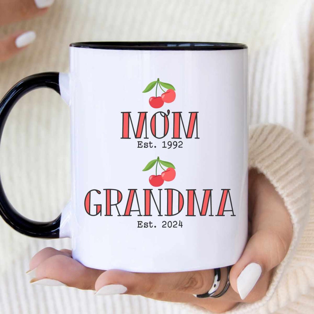 Custom Grandma Mug Personalized Grandma EST Gift, Grandma Announcement ...