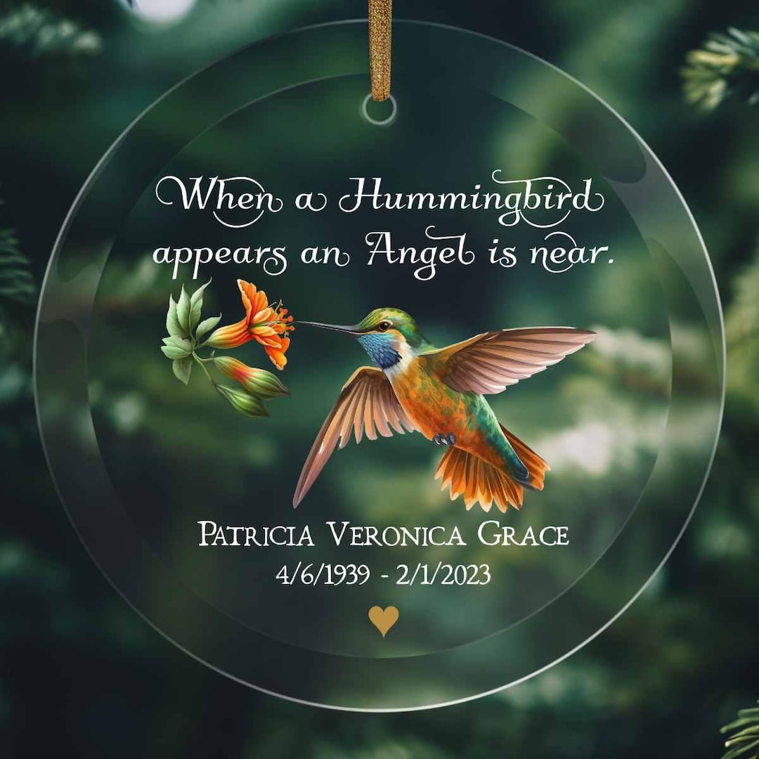 Hummingbird Memorial Ornament Custom in Loving Memory Gift Glass ...