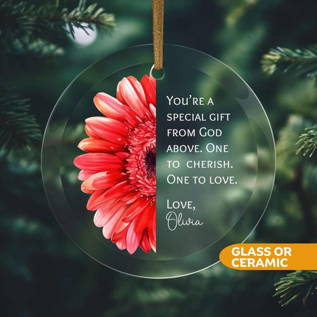 Mom Daughter Gift Custom Glass Ornament, Personalized Daisy Heartfelt ...