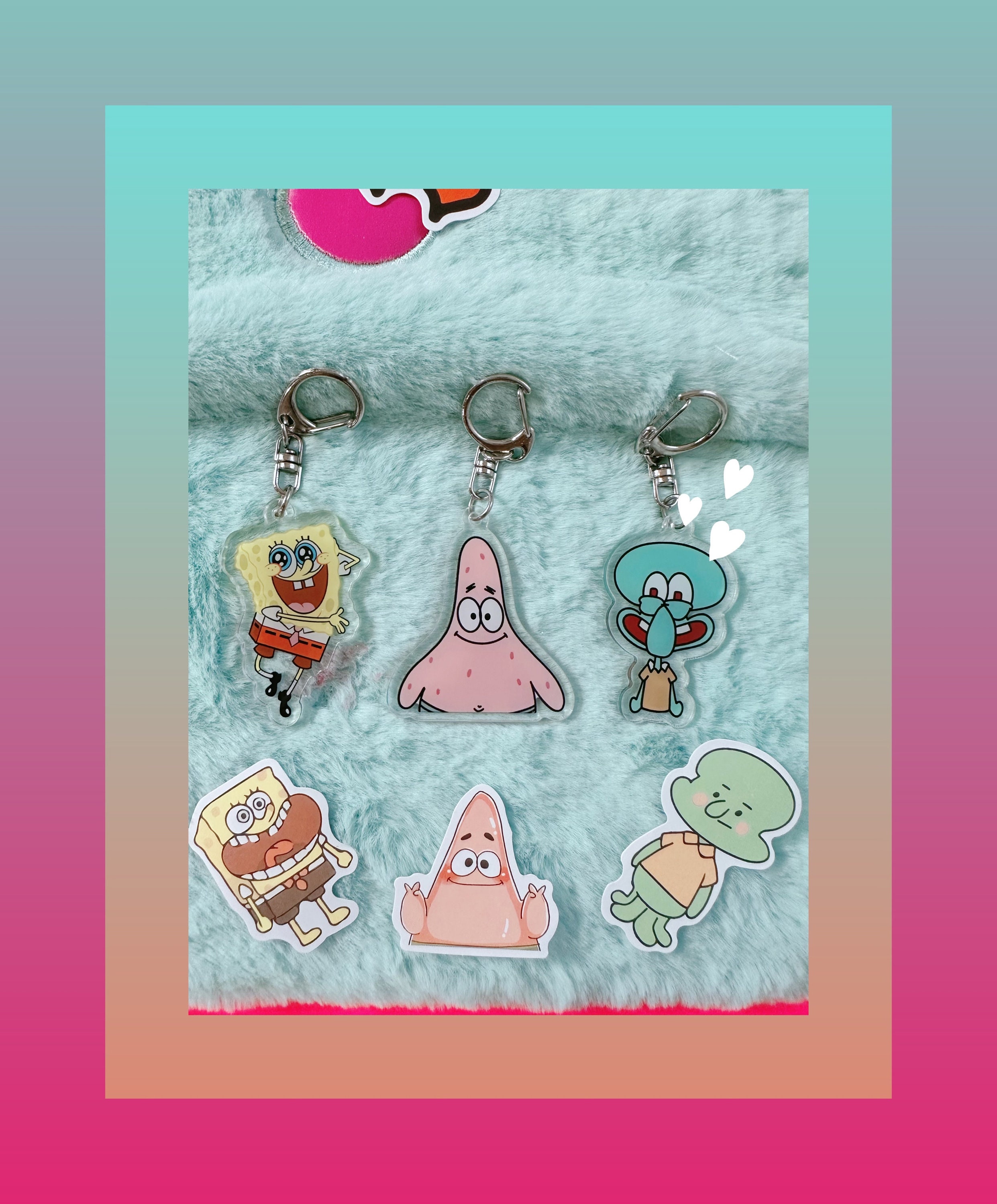 BFF Keychains Spongebob Patrick Star and Squidward 2 or 3 - Etsy