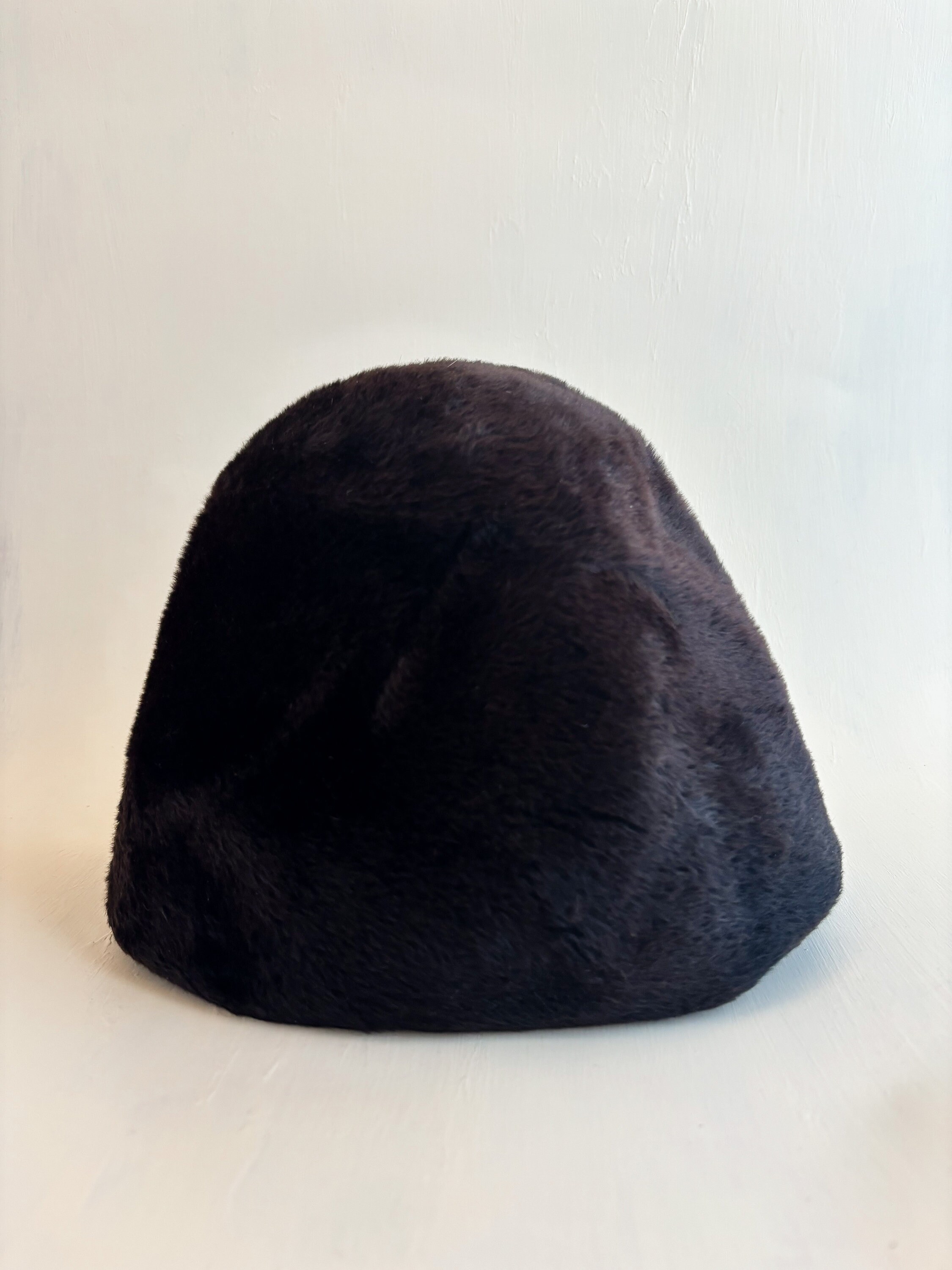 Vintage Black Faux Fur Musketeer Brand Cloche Hat With Leather Bow Made ...