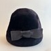 Vintage Black Faux Fur Musketeer Brand Cloche Hat With Leather Bow Made ...