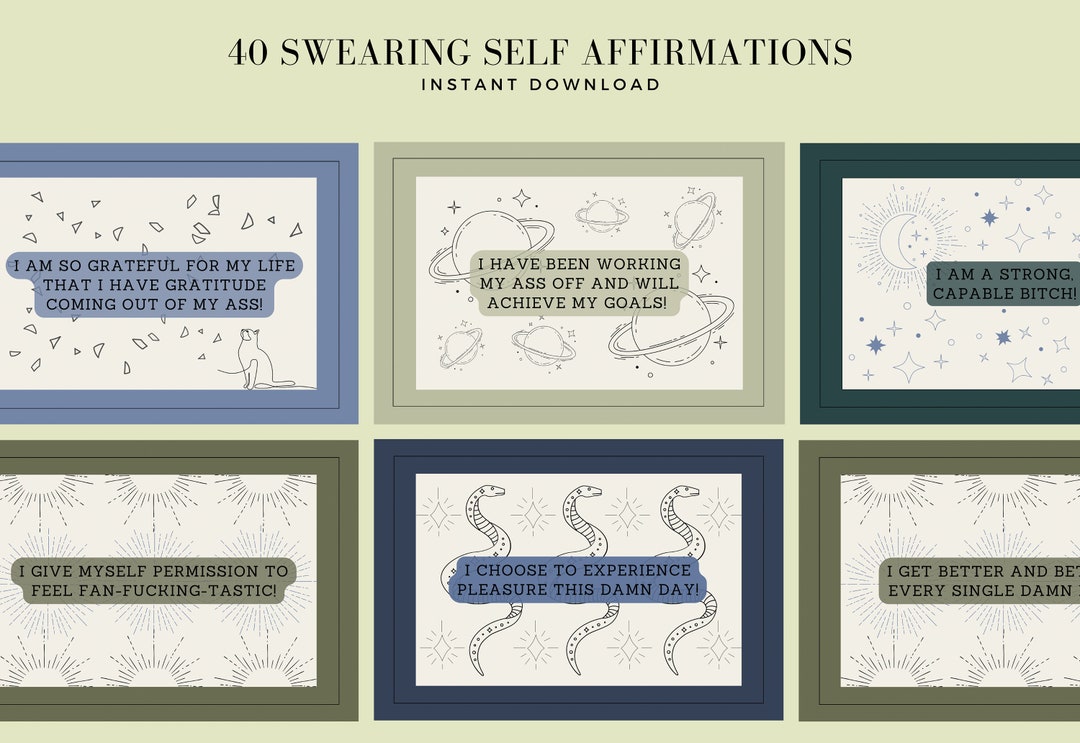 40 Swearing Affirmation Cards - Instant Download | ADHD Friendly - Etsy