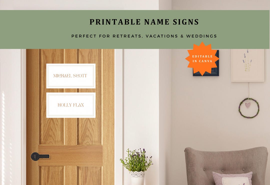 Name Signs Printable Template for Bedroom Assignments | Canva Editable ...