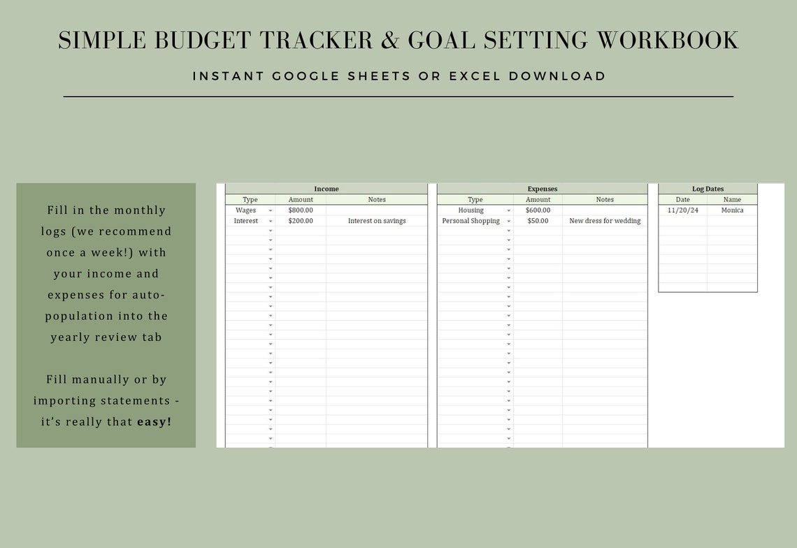 ADHD Friendly Budget Tracker & Planner Google Sheets Spreadsheet Excel ...