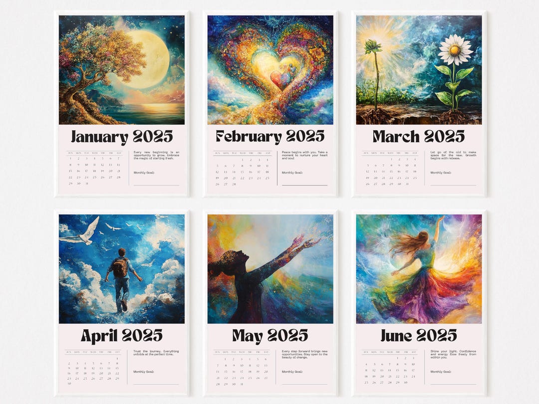 Inspirational 2025 Wall Calendar Printable Uplifting Monthly ...