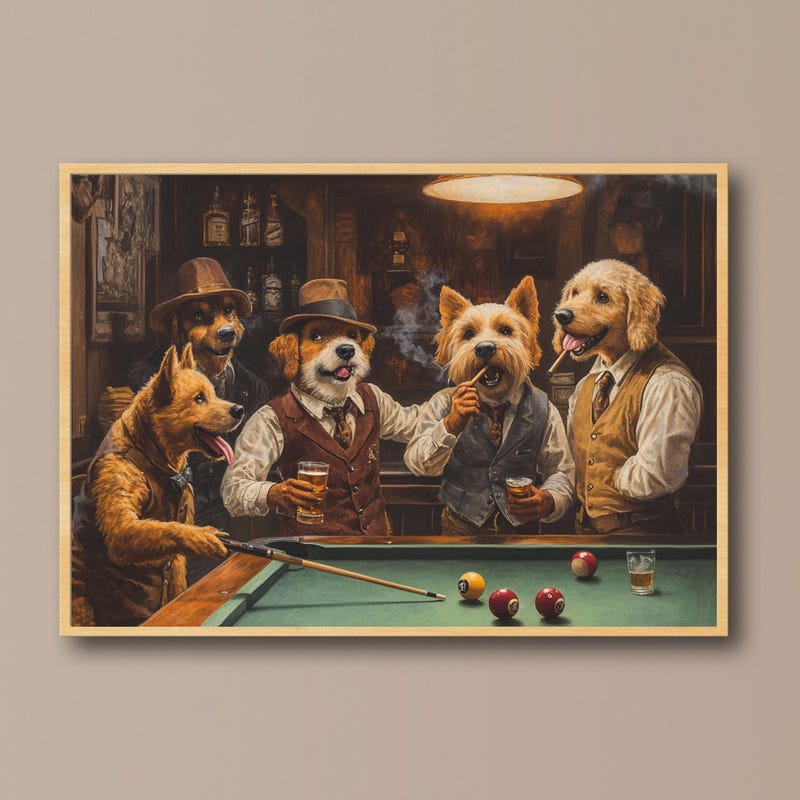 Dogs Playing Pool - Etsy