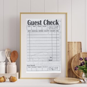 Modern Guest Check Art Print - Printable Wall Decor in Color and B&W - Etsy