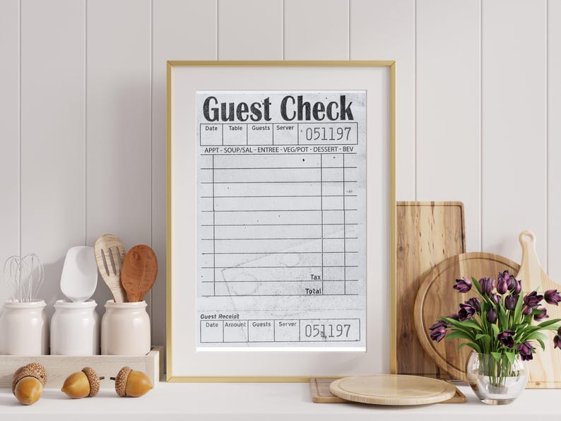 Modern Guest Check Art Print - Printable Wall Decor in Color and B&W - Etsy