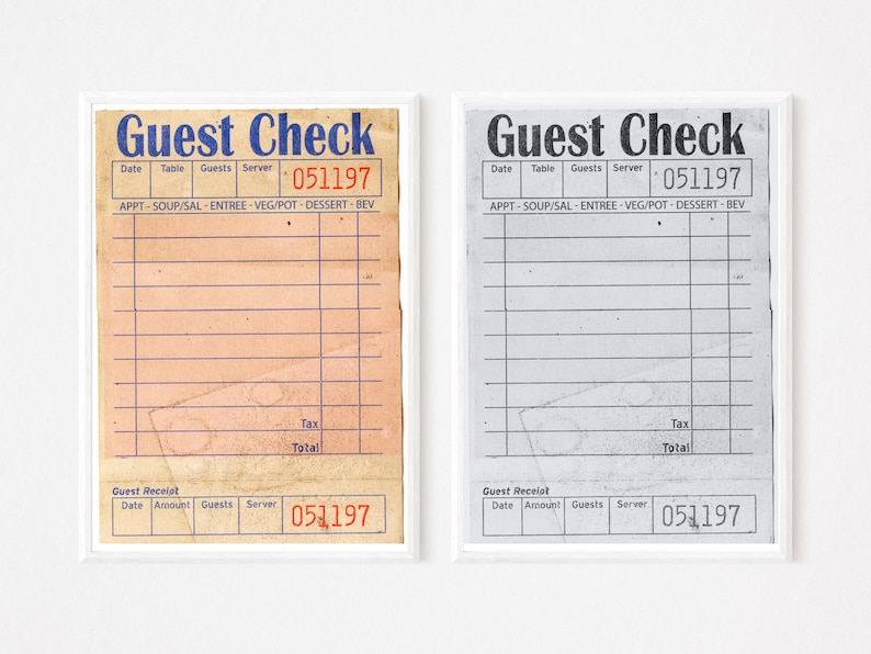 Modern Guest Check Art Print - Printable Wall Decor in Color and B&W - Etsy