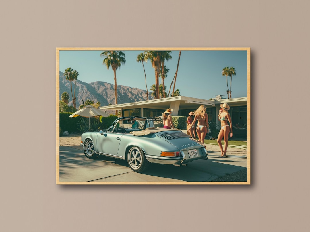 Porsche 911 Pool Party Print: Slim Aarons Inspired Retro Car Art ...