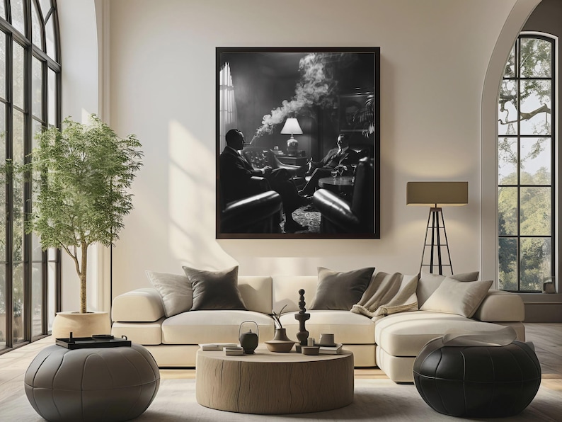 Cigar Lounge Wall Art Print | Black and White Retro Photography | Jazz ...