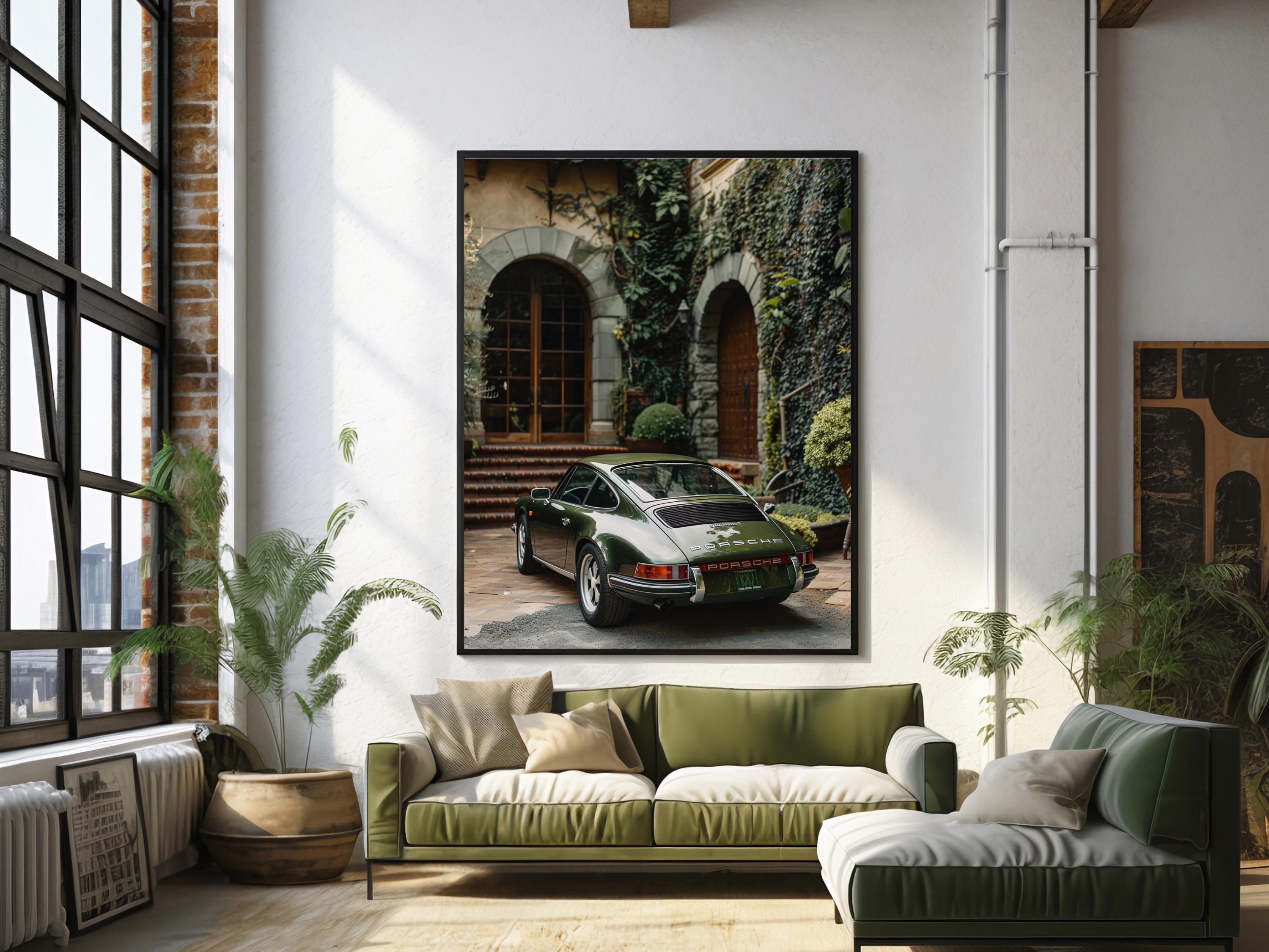 Green Porsche 911 Print: Ivy Mansion Backdrop, Classic Car Photography ...
