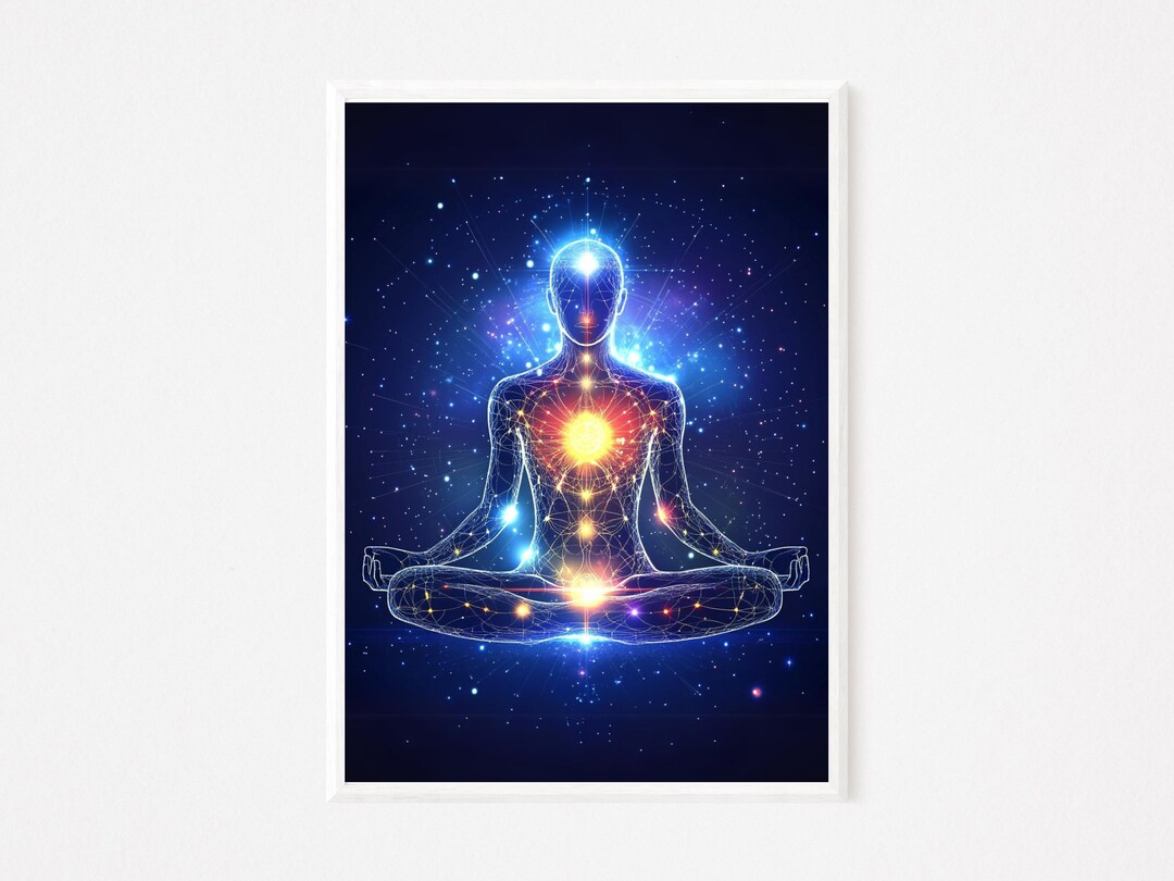 Cosmic Energy Chakra Meditation Wall Art | Digital Spiritual Artwork ...