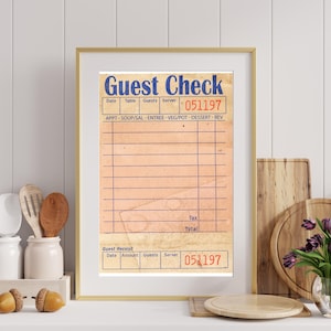 Modern Guest Check Art Print - Printable Wall Decor in Color and B&W - Etsy