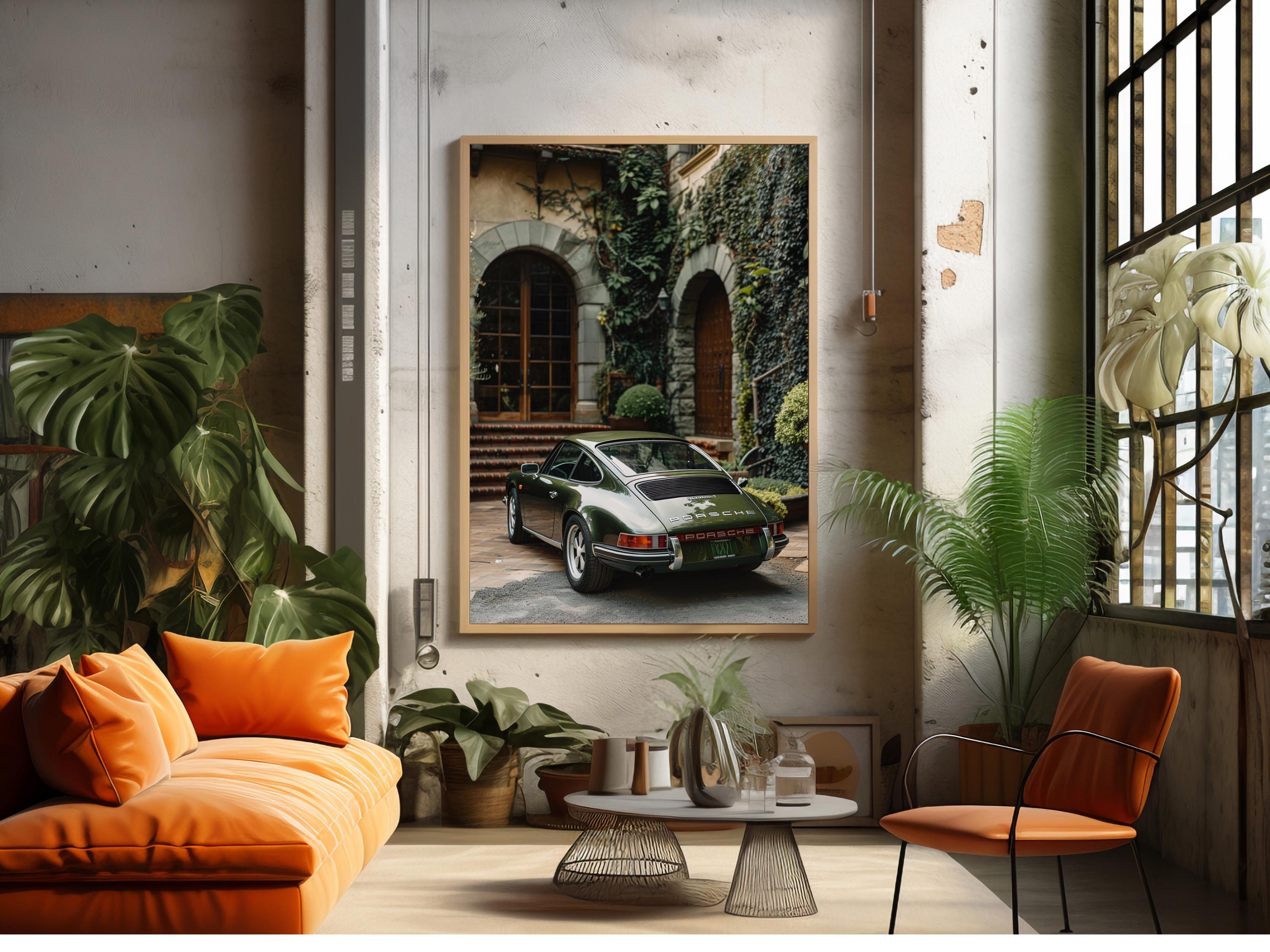 Green Porsche 911 Print: Ivy Mansion Backdrop, Classic Car Photography ...