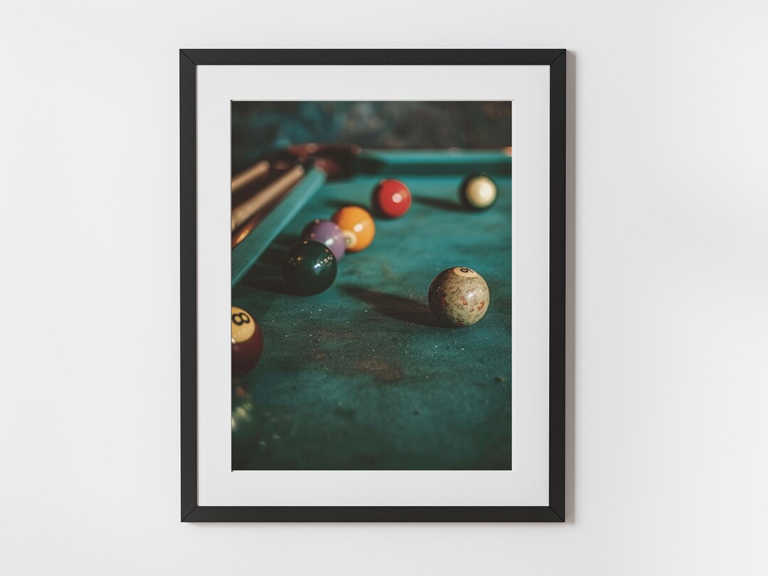 Vintage Pool Table Wall Art - Retro Billiard Balls Photography ...
