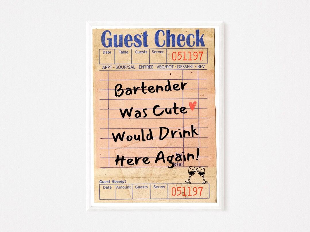 Retro Bartender Chef Quote Print, Cute Restaurant Wall Art, Cheeky Chef ...