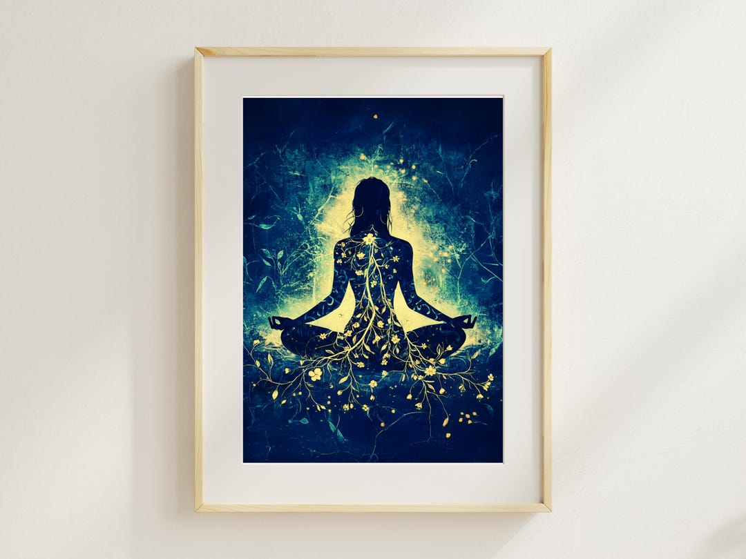 Cosmic Lotus Meditation Print | Mandala and Moon Yoga Art | Mystical ...