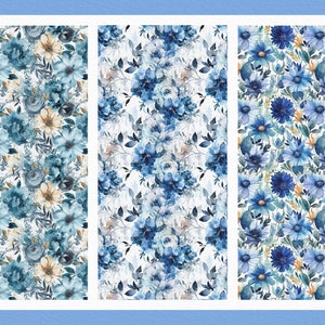 Digital Seamless Pattern Bundle Digital Download Blue Flowers Blue ...