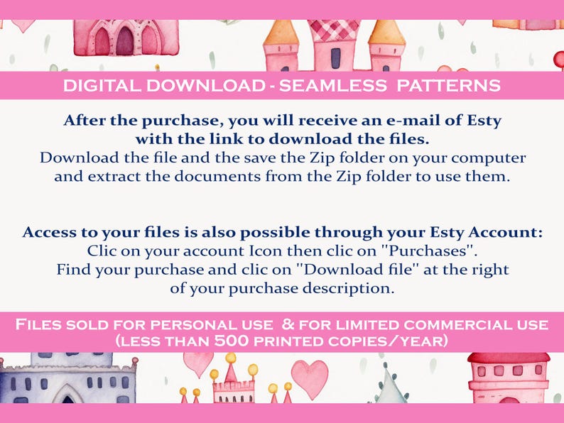 Princess Castle Crown Sdigital Paper: Seamless Pattern Set (digital ...