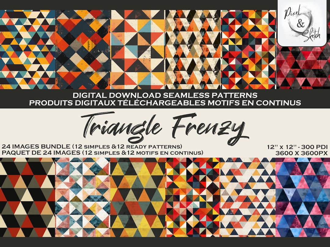 Triangle Geometric Digital Paper: Seamless Patterns (digital Download ...