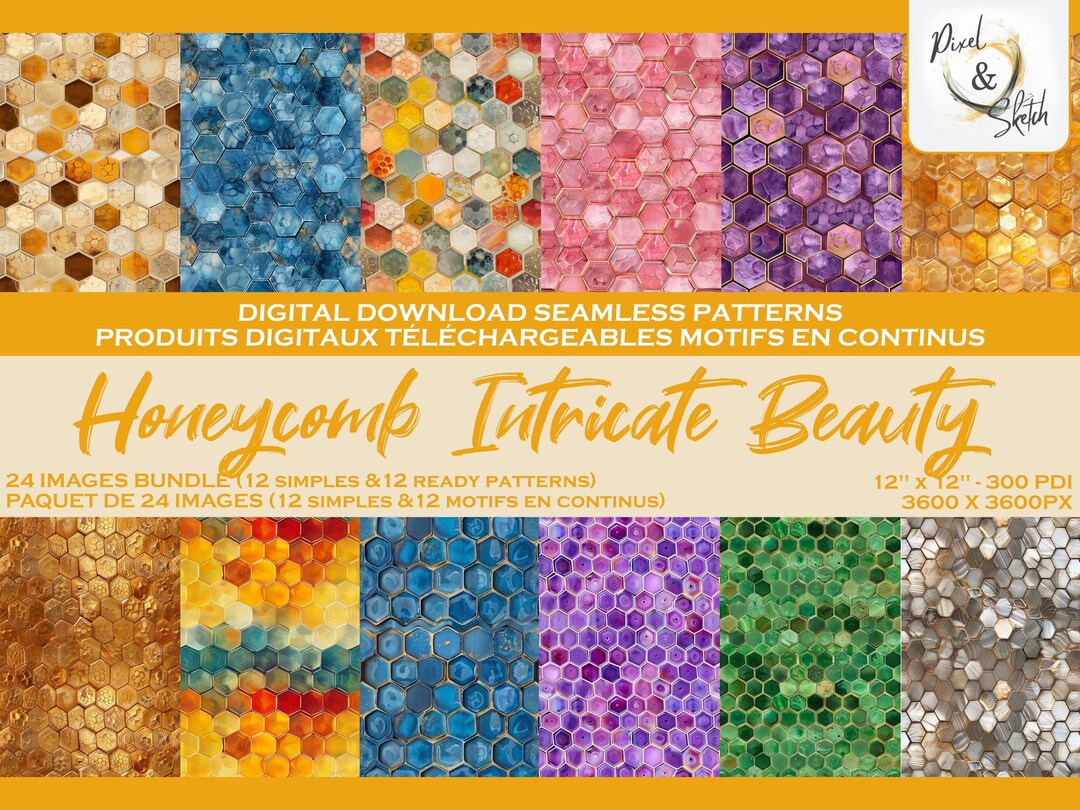 Honeycomb Bees Digital Paper: Seamless Patterns (digital Download) - Etsy