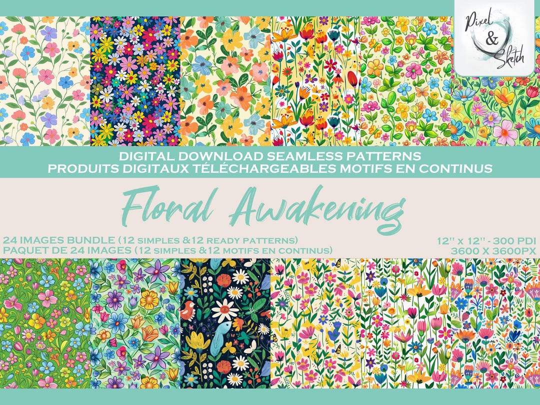 Spring Garden Digital Paper: Seamless Pattern Set (digital Download ...