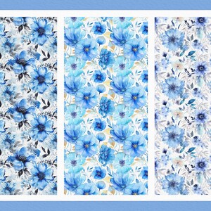 Digital Seamless Pattern Bundle Digital Download Blue Flowers Blue ...