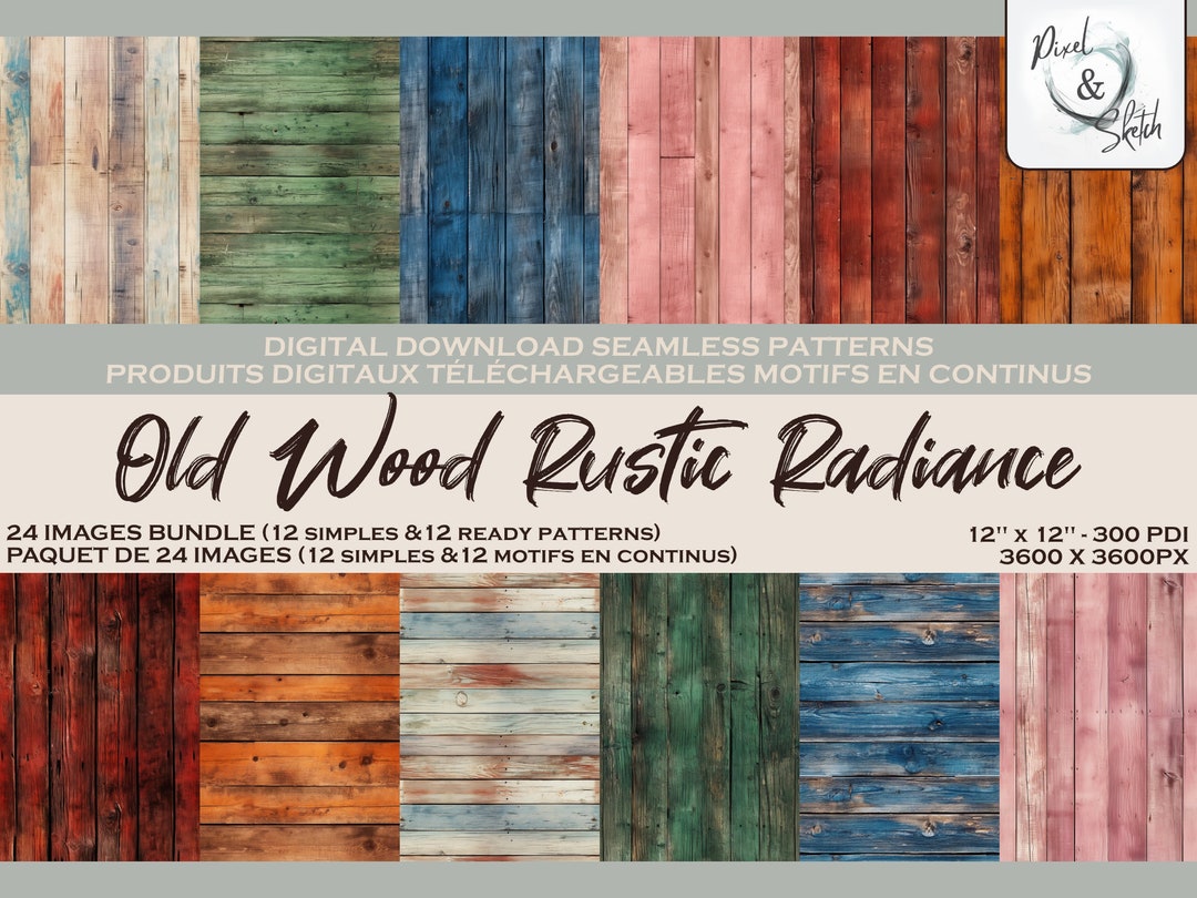 Digital Seamless Pattern Bundle Digital Download Colorful Old Wood ...