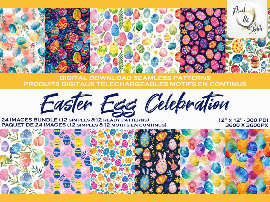 Easter Egg Digital Paper Digital Paper: Seamless Pattern Set (digital ...