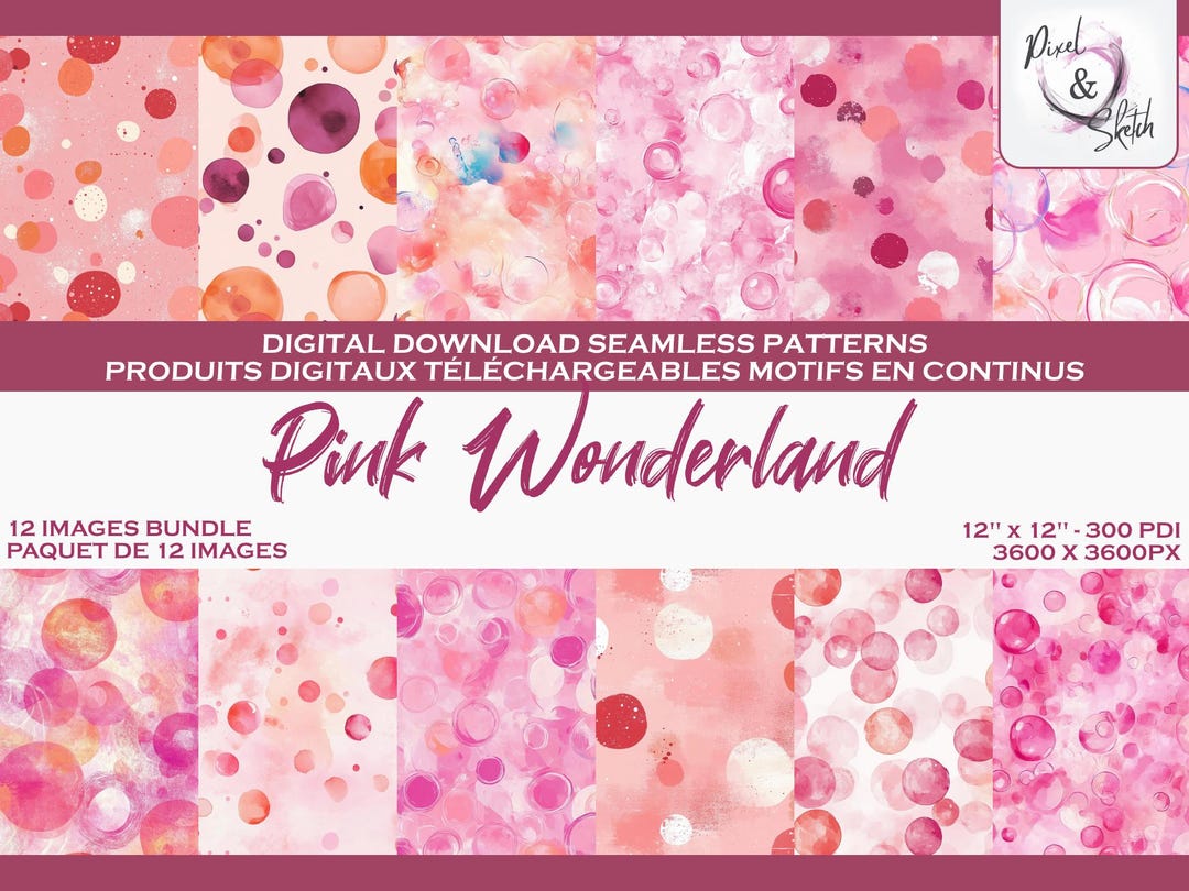 Pink Bubble Digital Papers, Seamless Patterns, Blush Bubble Textures ...