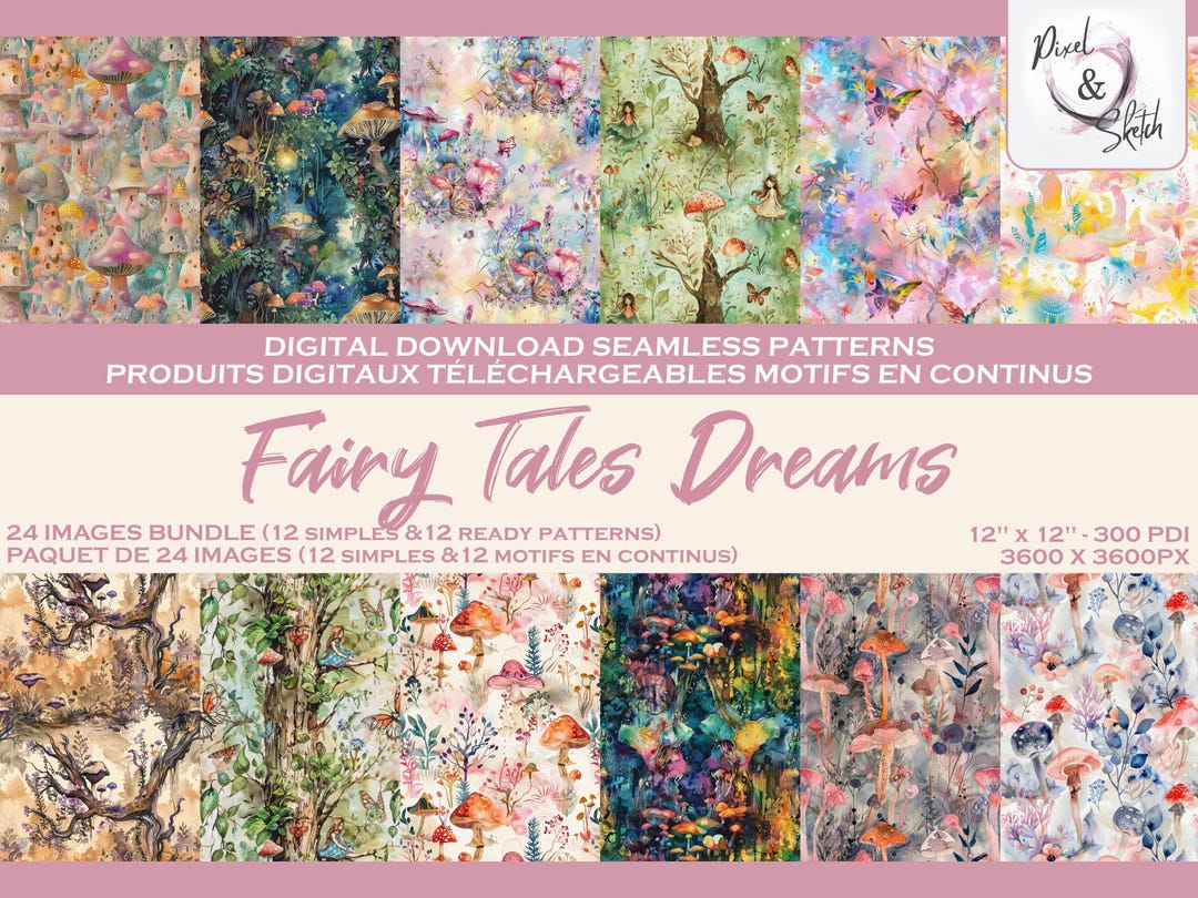 Fairy Tale Digital Paper: Seamless Pattern Set (digital Download) for ...
