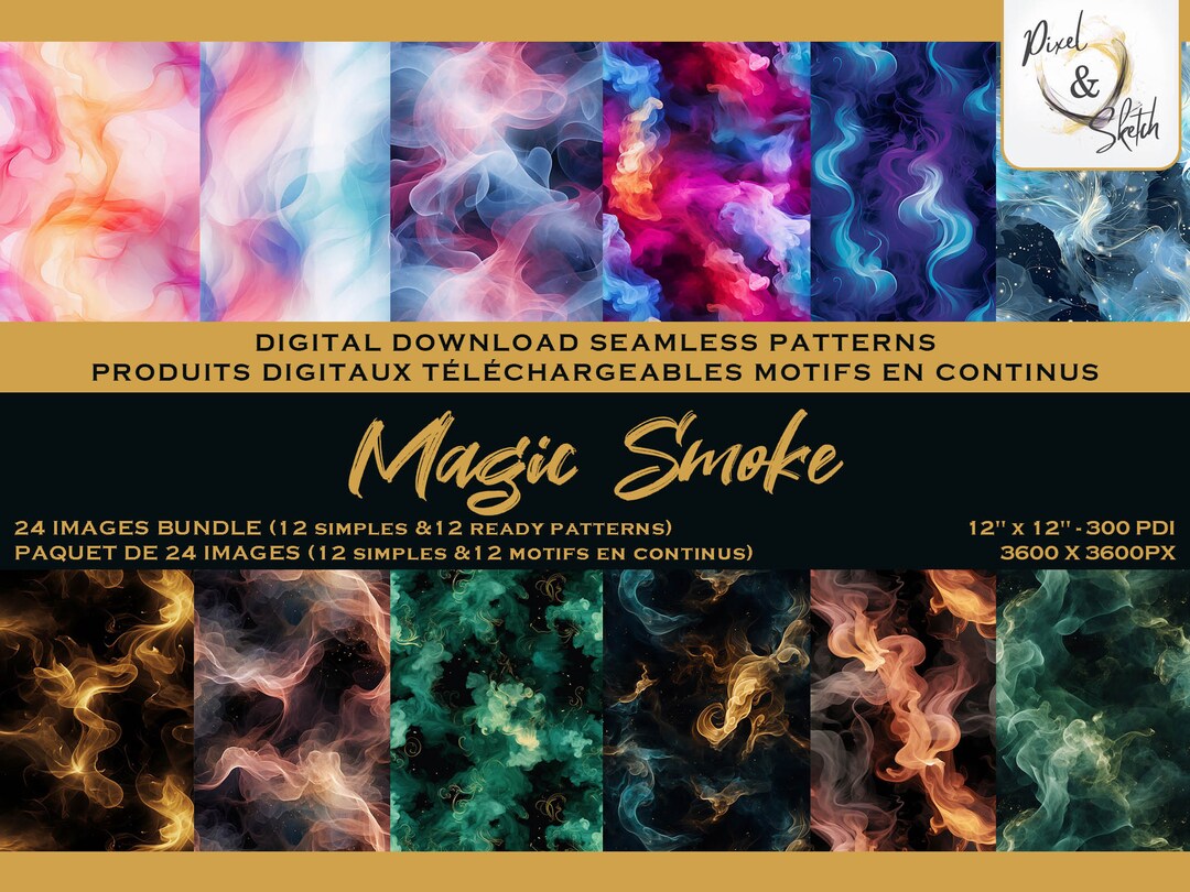 Colorful Magic Smoke Digital Paper: Seamless Pattern Set (digital ...