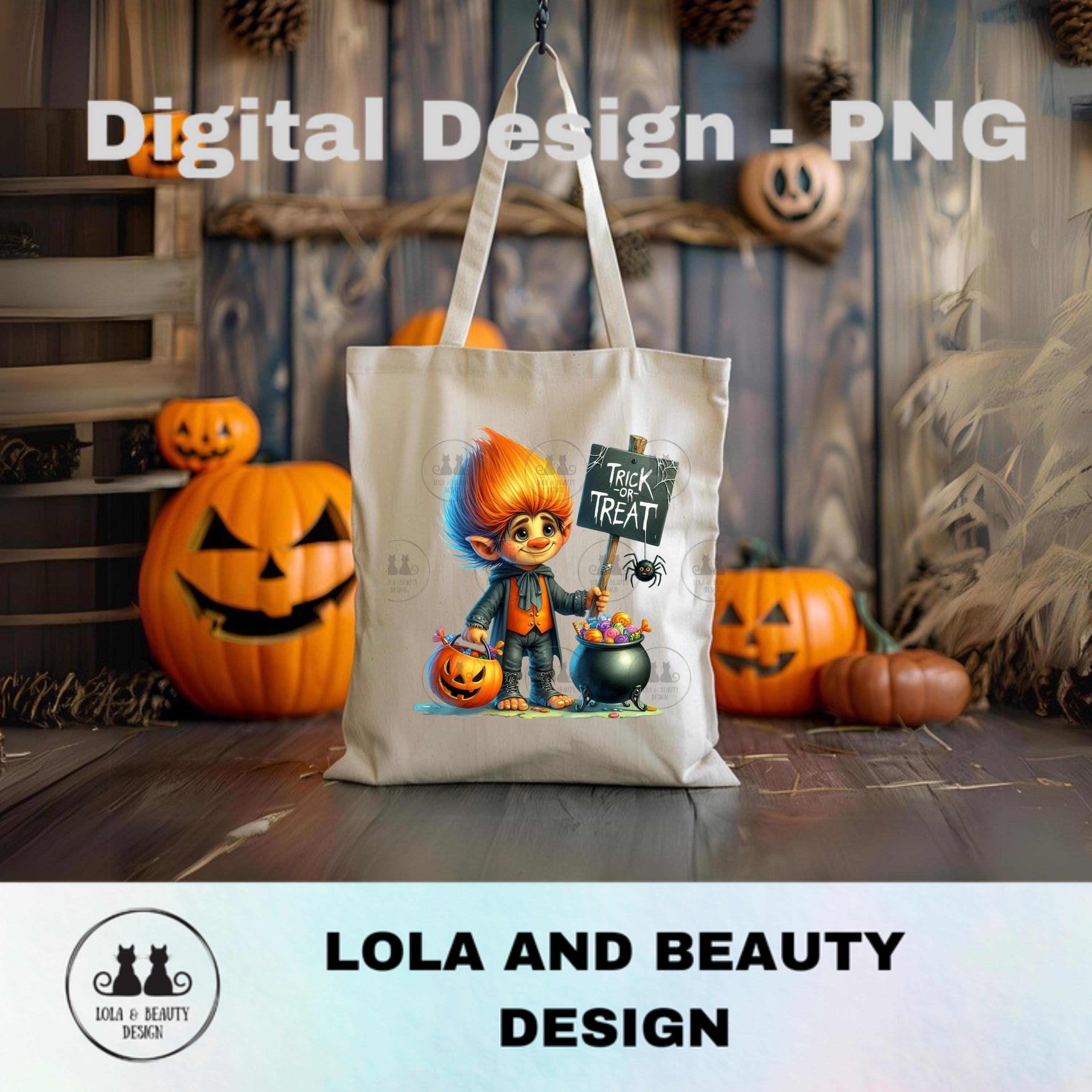 Digital Download Boy Halloween Troll PNG Trick or Treat Sublimation UV ...