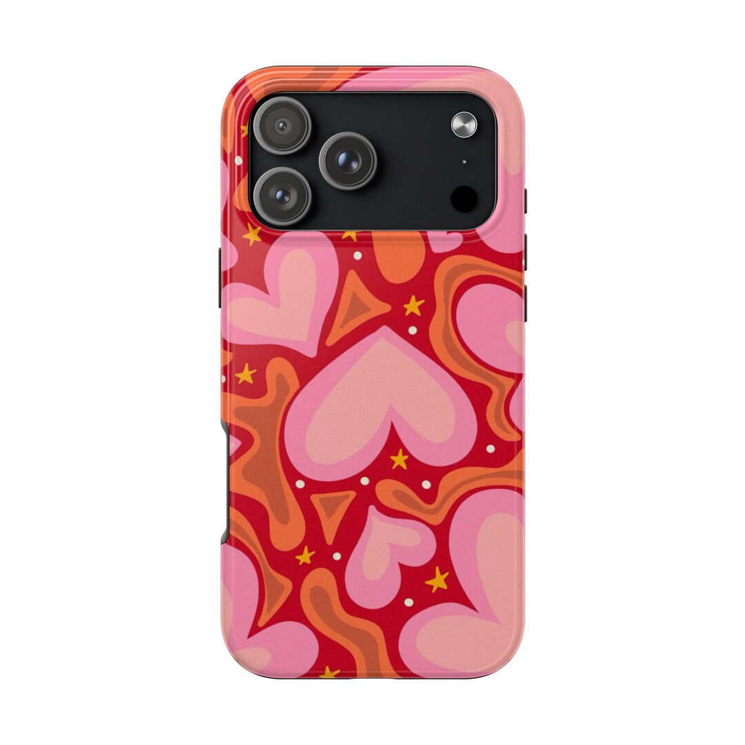 Y2K Swirl Lines Phone Case: Pink Red Abstract Cover; Iphone, Samsung ...