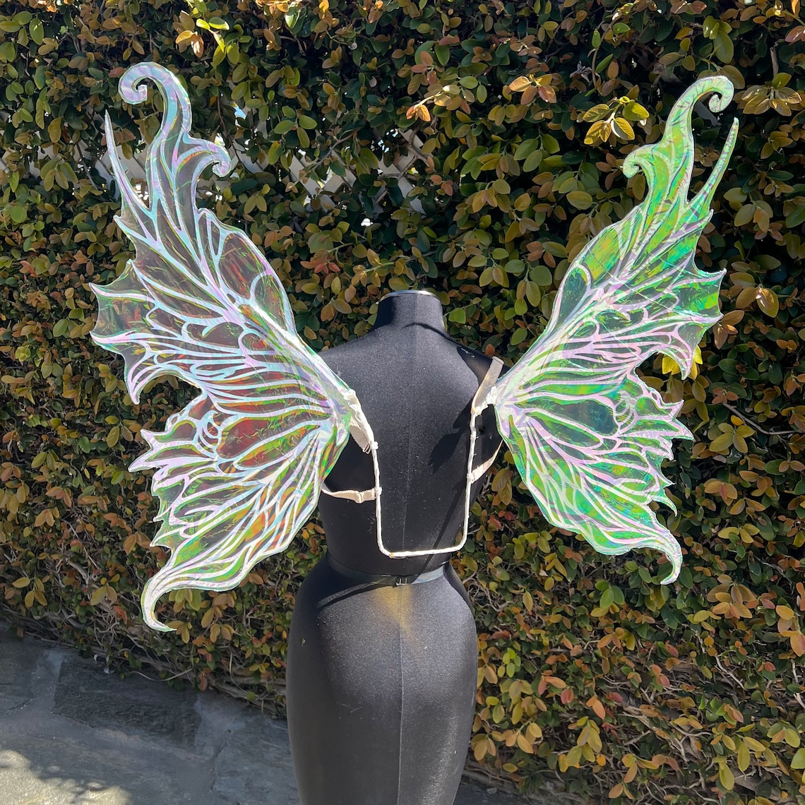 White Green Pink Blue Iridescent Fairy Wing Aquatic Mermaid Water Fairy ...