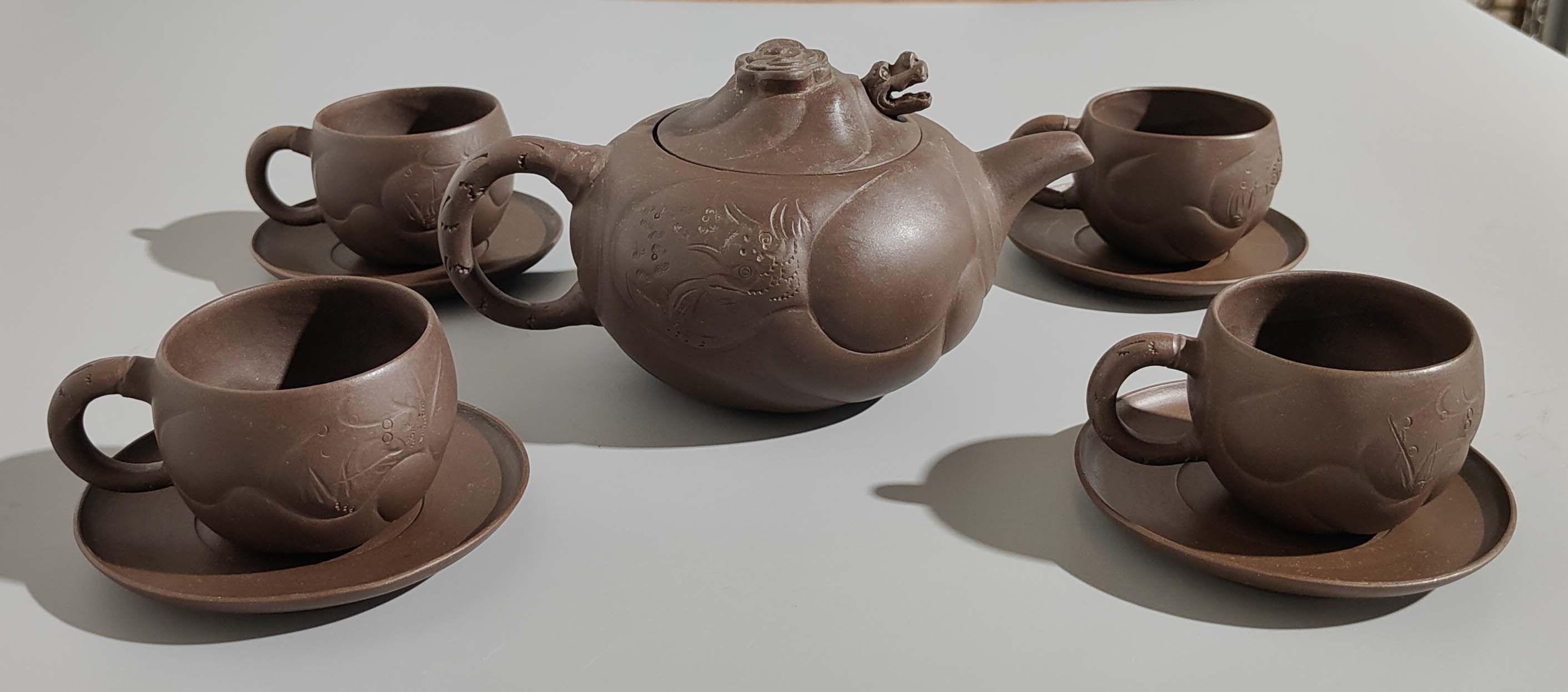 Vintage Chinese Yixing Zisha Dragon Head Teapot Set (底款：王玉英) - Etsy