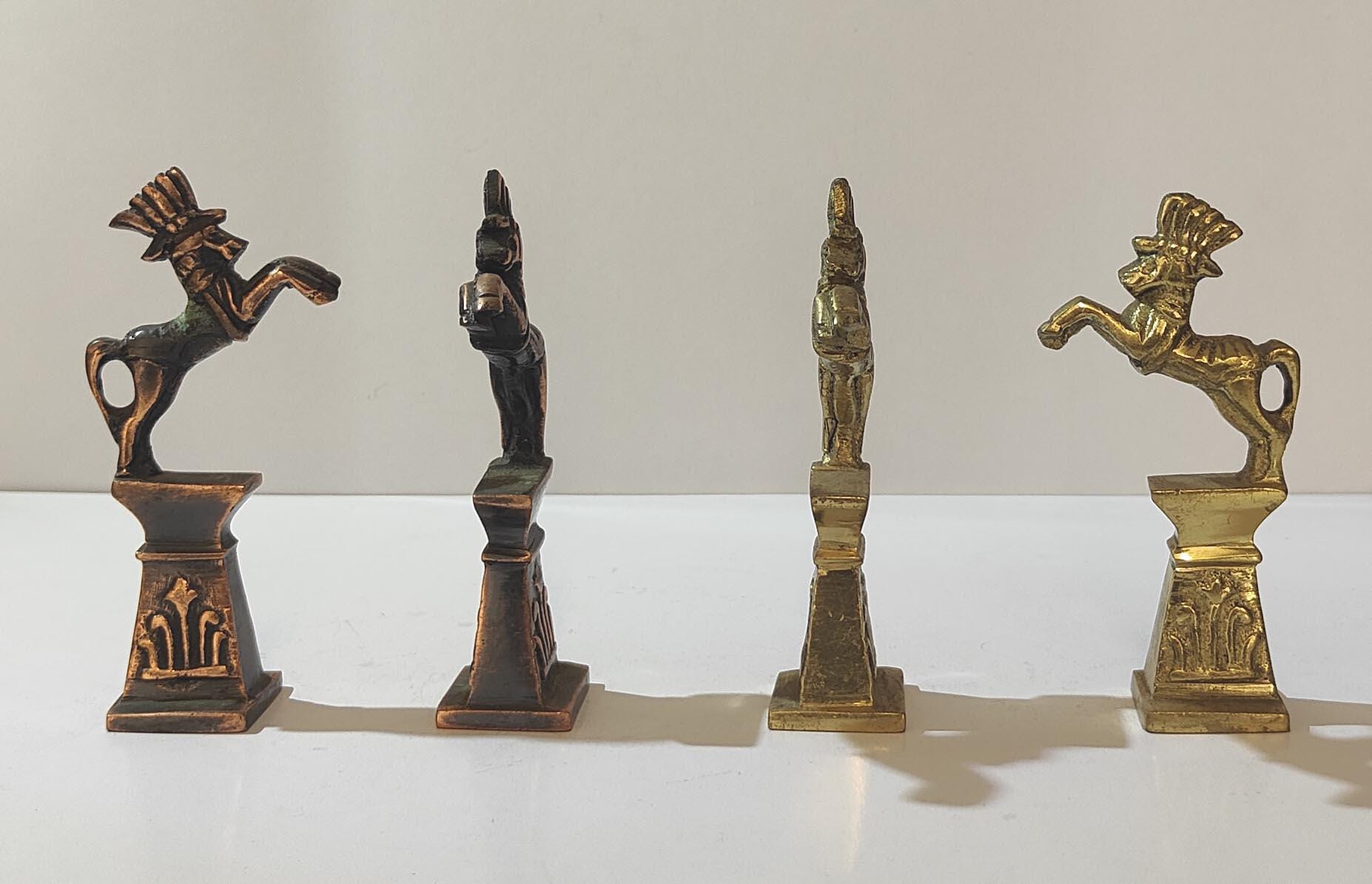 Rare Ancient Bronze Egyptian Chess Set Pharaoh & Warriors Figurines (no ...