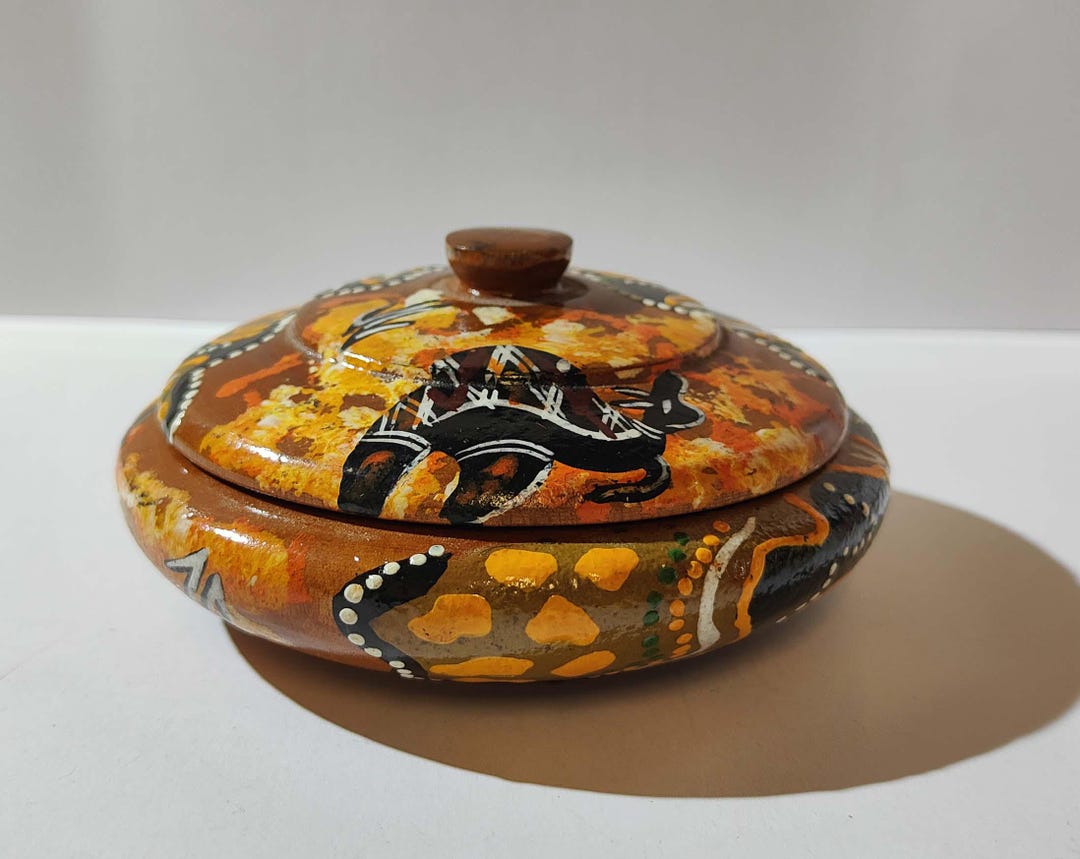 Hand Painted Aboriginal Art Wooden Trinket Box - Valdo Australia ...