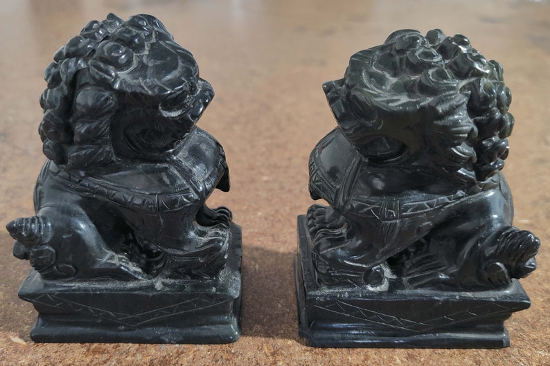 Pair of Chinese Carved Blue Stone Foo Dogs - 40x65x90mm - Etsy