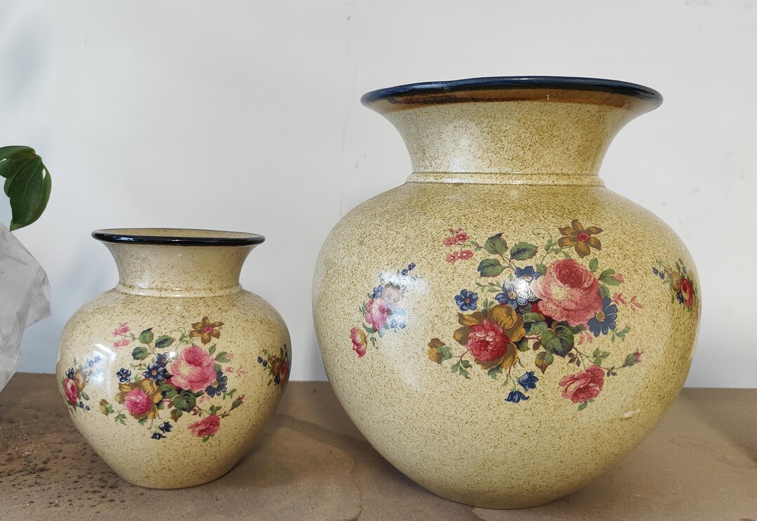 2x Vintage Robert Gordon Round Floral Decorative Vase - Etsy