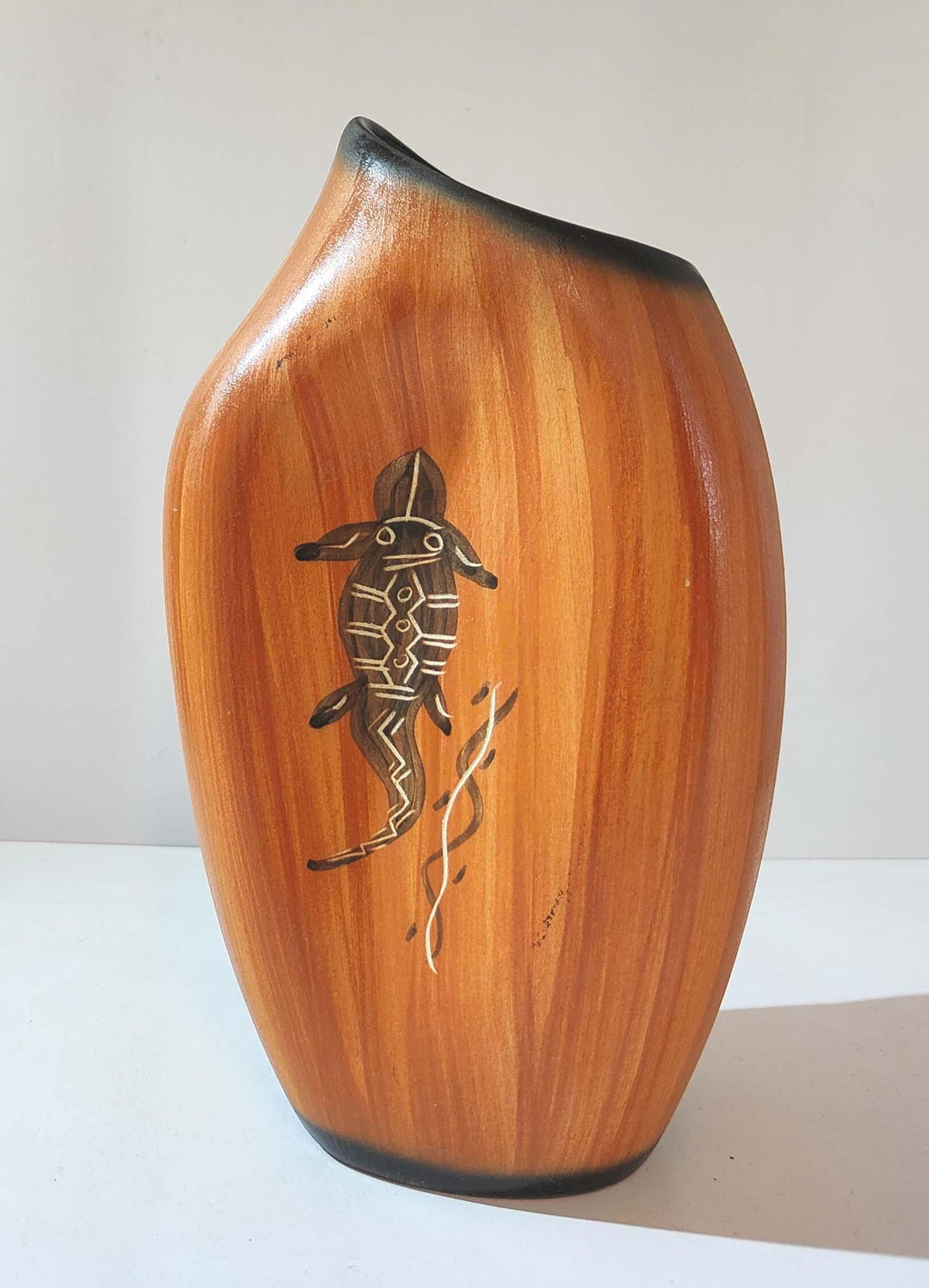 Harry White Aboriginal Hand Painted Australian Pottery Vase #82 ...