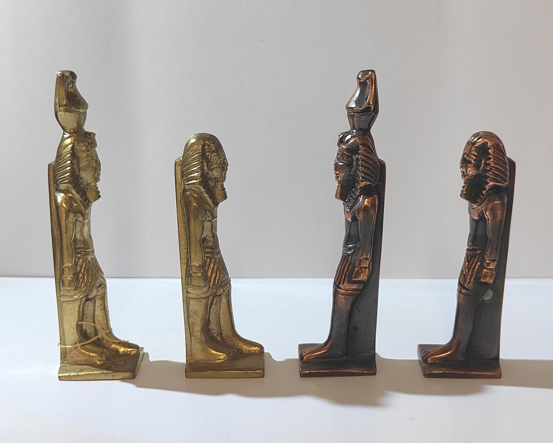 Rare Ancient Bronze Egyptian Chess Set Pharaoh & Warriors Figurines (no ...