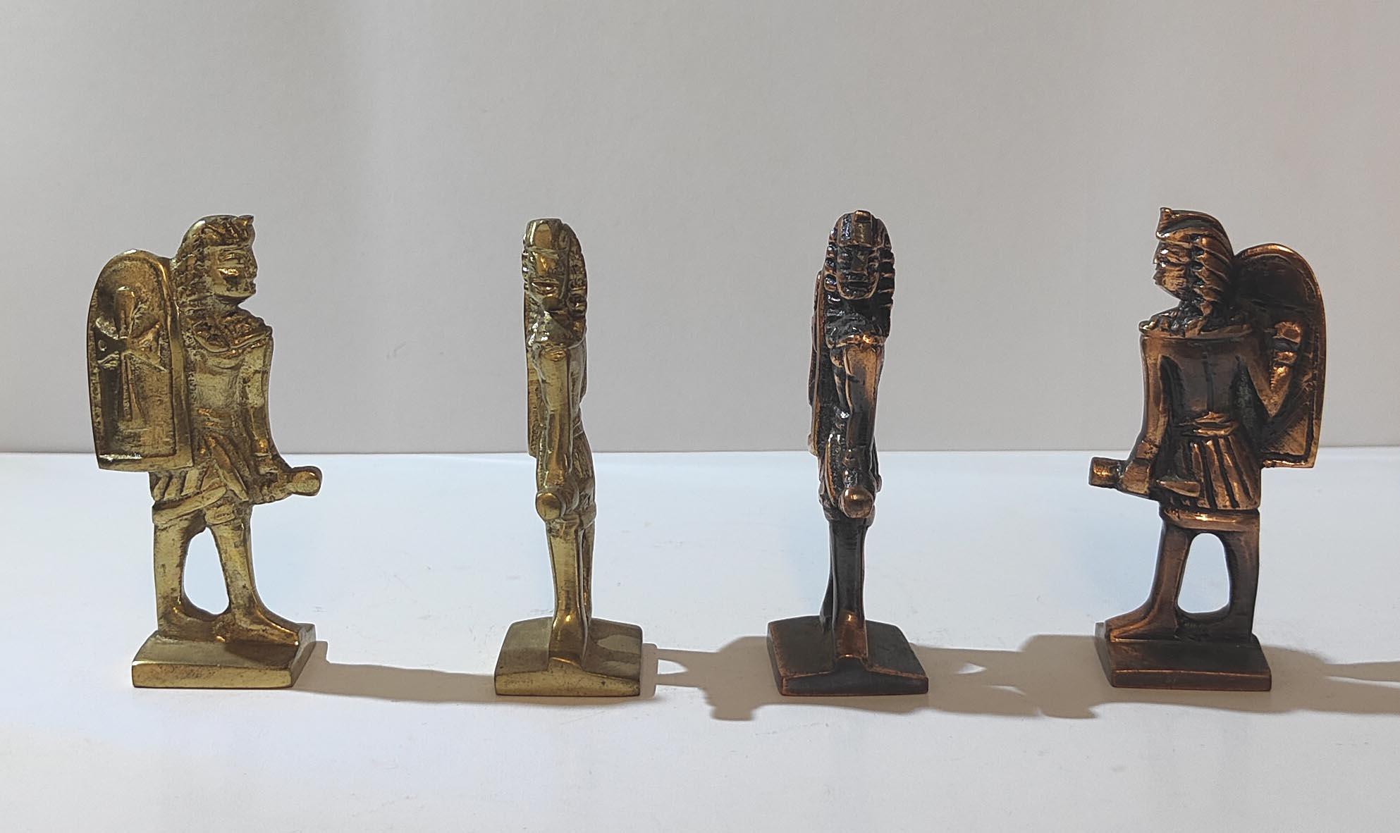 Rare Ancient Bronze Egyptian Chess Set Pharaoh & Warriors Figurines (no ...