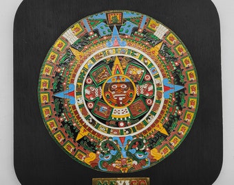 Aztec Sun, Stone Calendar, Collectible Brass Plate, Wall Plaque, Native ...