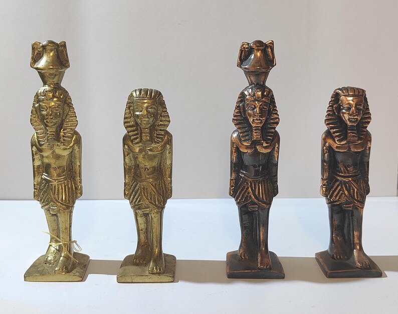 Rare Ancient Bronze Egyptian Chess Set Pharaoh & Warriors Figurines (no ...