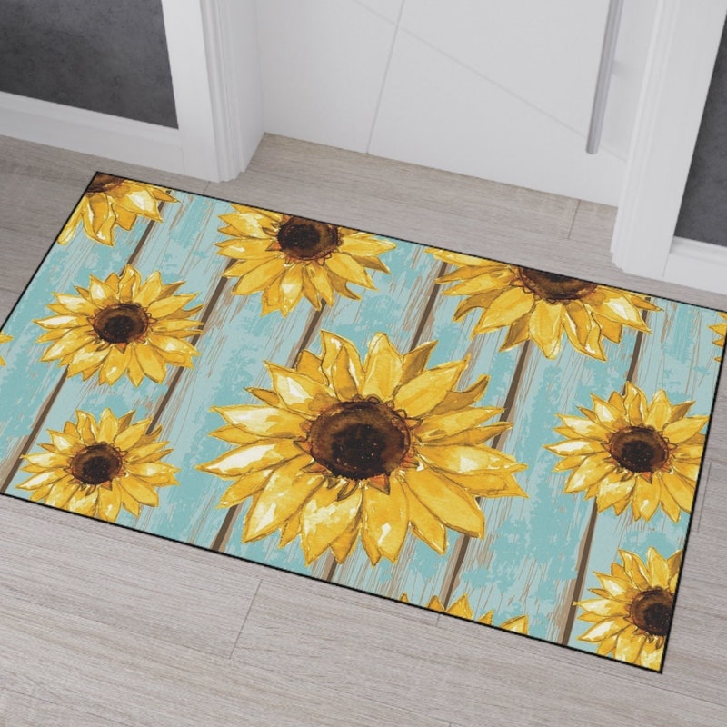 Sunflower Floral Rug - Etsy